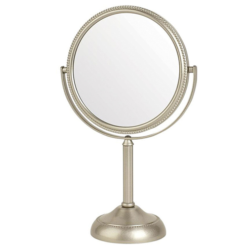 6", 10X-1X Table Top Mirror, Nickel, Height 11" | HotelXperts Worldwide